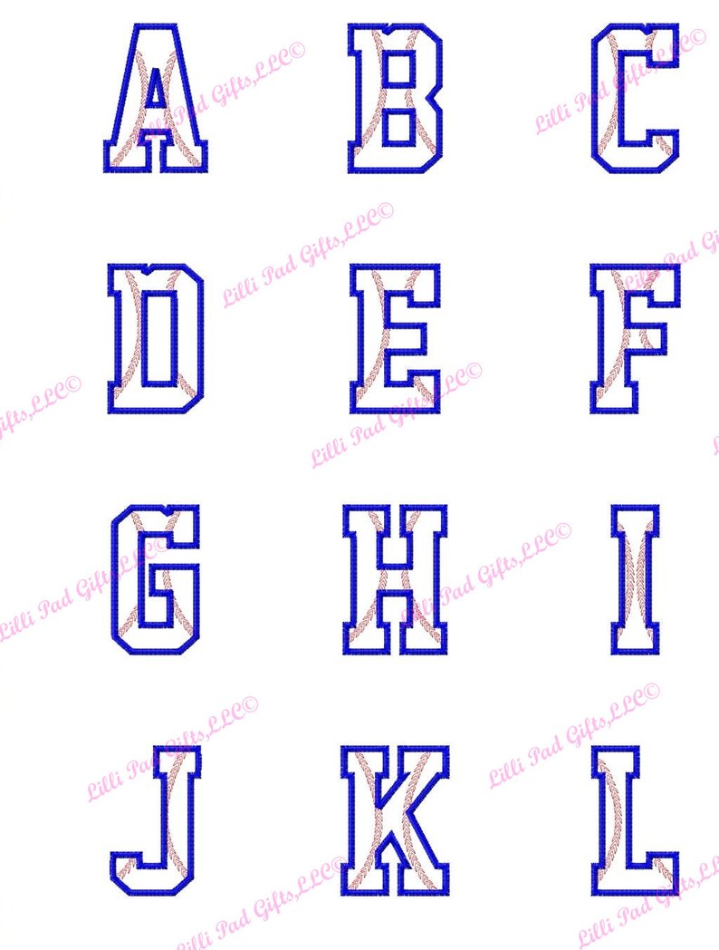 Baseball Stitch Applique Font Set Machine Embroidery Design - Etsy