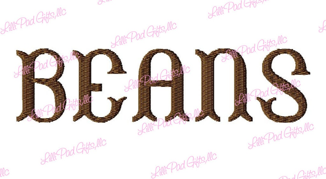 Beans Machine Embroidery Font - BX - Sizes 1",2",3",4" BUY 2 Get 1 FREE ...