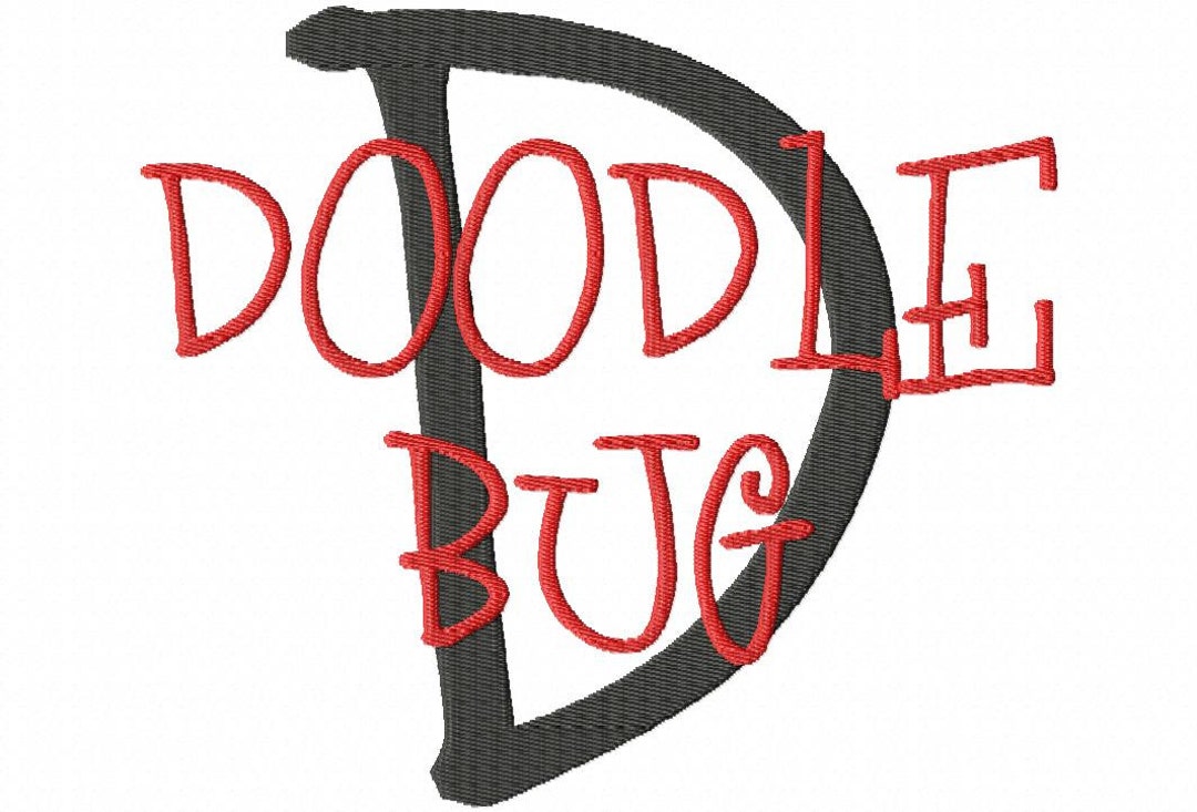JUMBO Doodle Bug Machine Embroidery Font - Sizes 5",6",7" and 5x7 Hoop ...