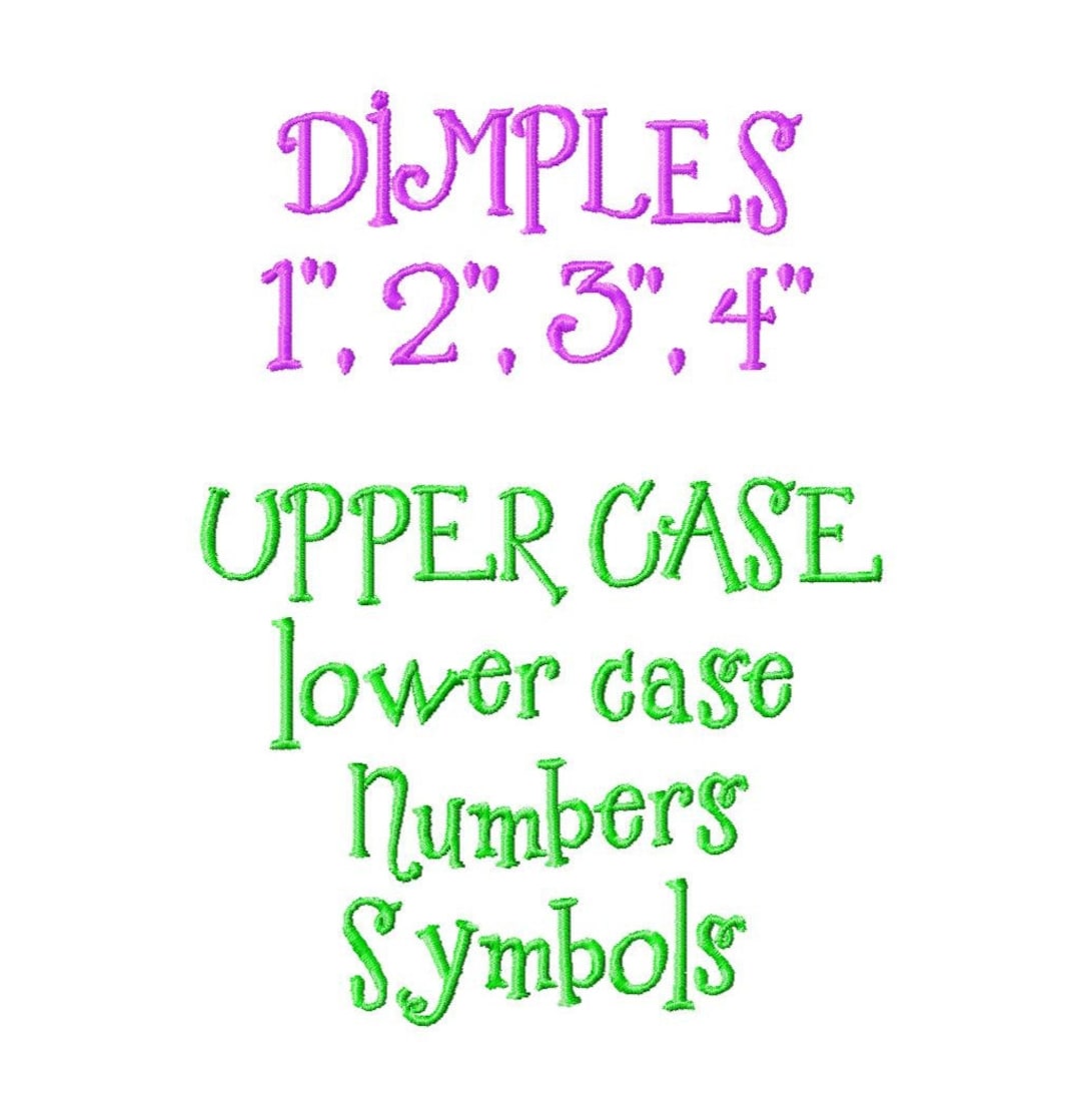 Dimples Machine Embroidery Font - Sizes 1",2",3",4" BUY 2 Get 1 FREE ...