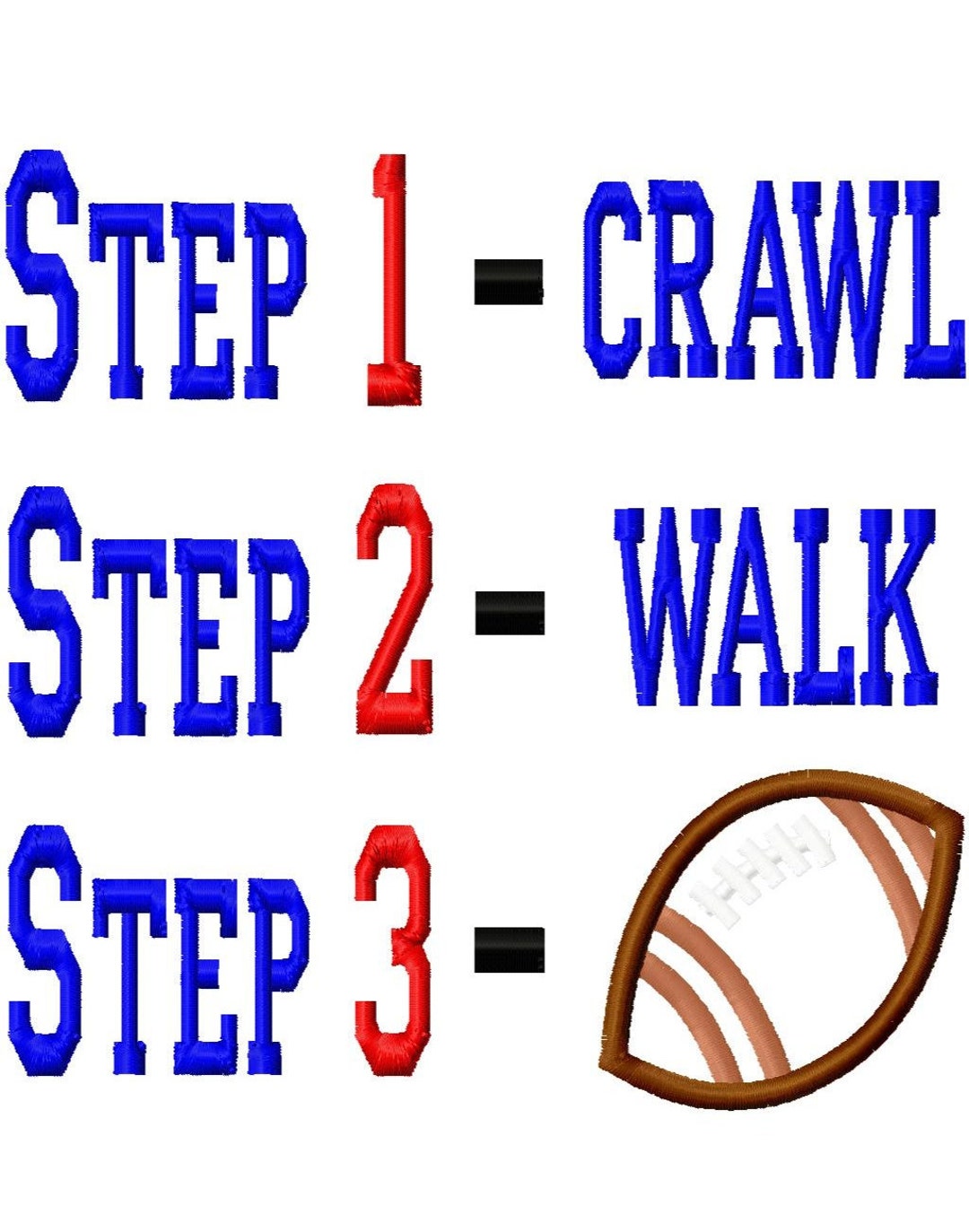 Step 1-2-3 - Football Applique - Machine Embroidery Design - 8 Sizes ...