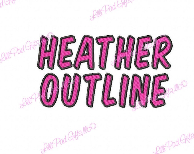 Heather Outline Machine Embroidery Font Sizes - Etsy