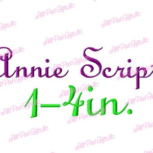 Annie Script Machine Embroidery Font - BX - Sizes 1",2",3",4" BUY 2 Get ...