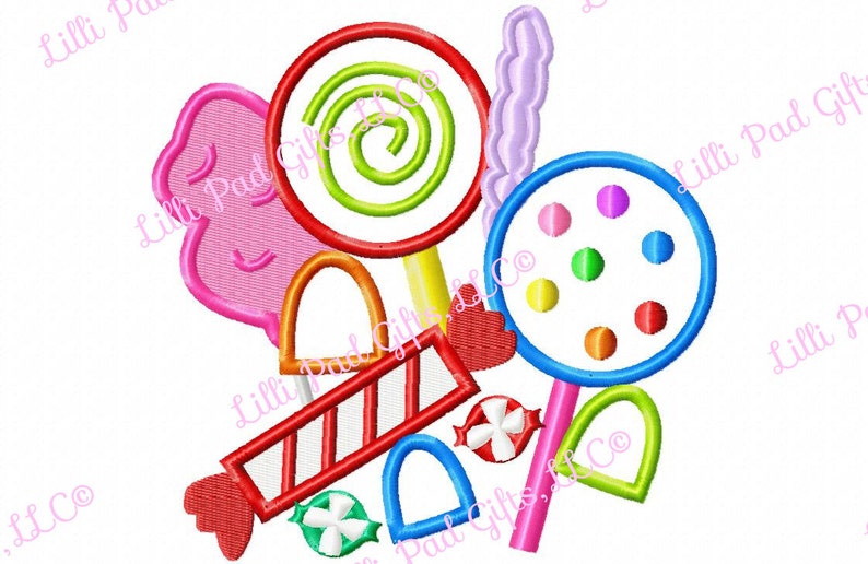 Candy Mix - Applique - Machine Embroidery Design - 7sizes, Candy ...