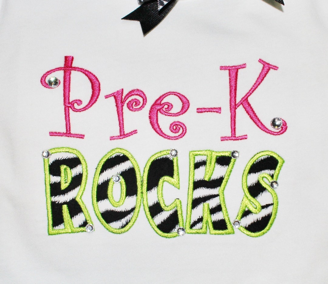 Pre-k ROCKS - Applique - Machine Embroidery Design - 6 Sizes - Etsy