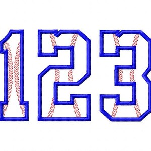 Baseball Stitch Applique NUMBER Set - Machine Embroidery Design - 4", 5 ...