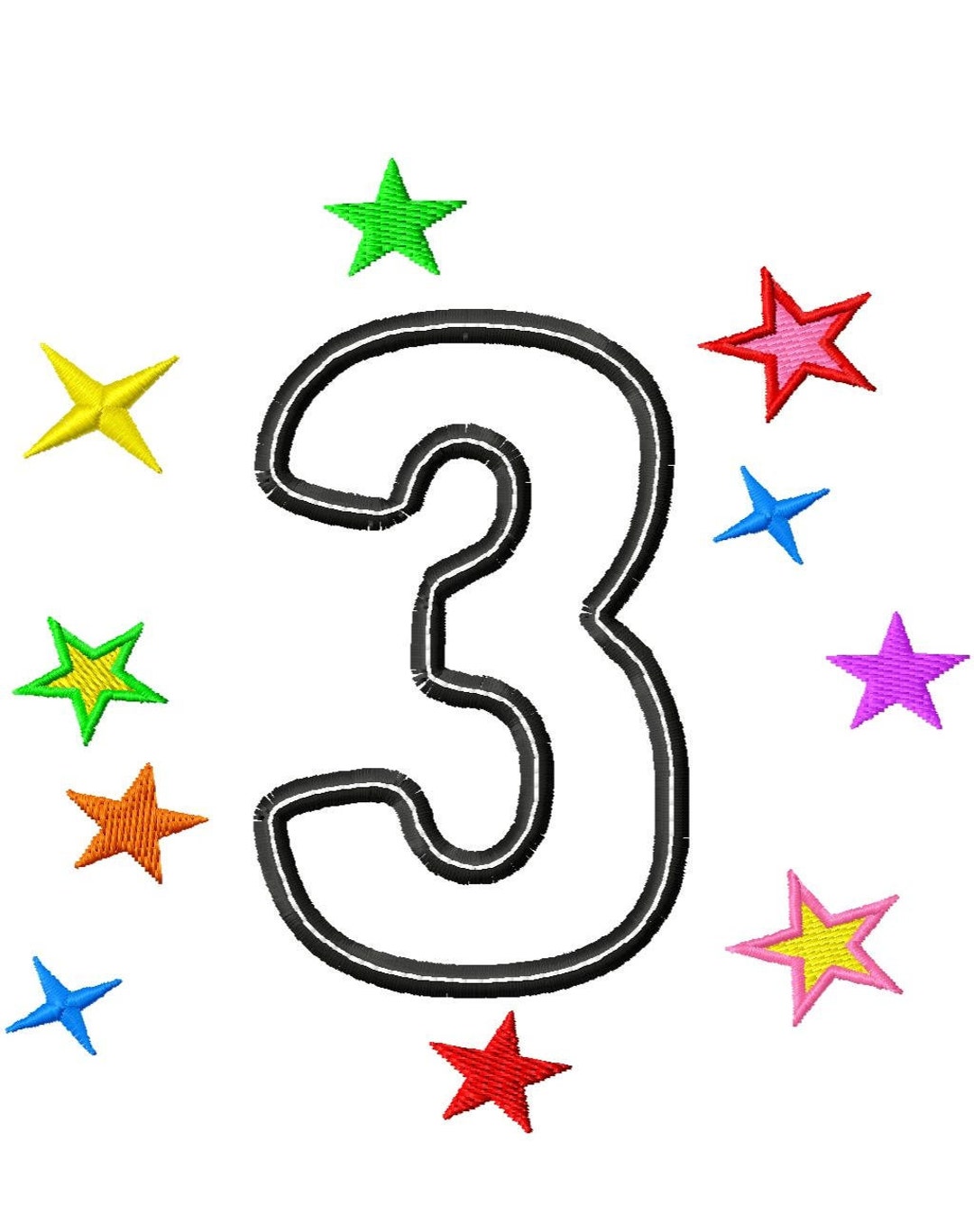 Stars Applique Numbers - Machine Embroidery Design - 4",5",6" 5x7 Hoop ...