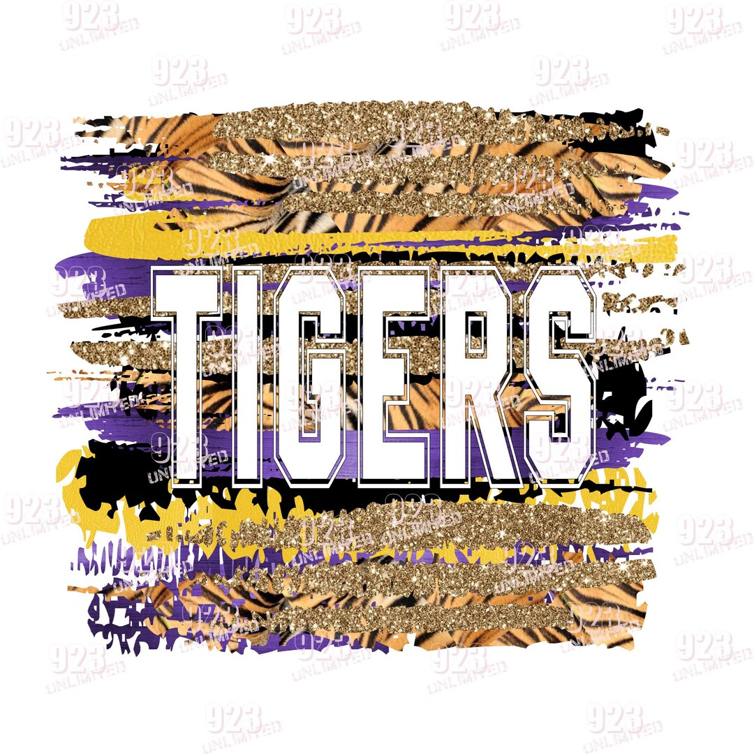 Tigers-brushes-purple-gold - Sublimation Design - Instant Download ...