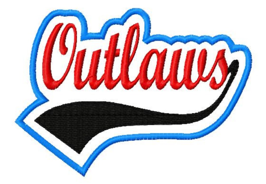 Outlaws With Swoosh - Applique - Satin Outline - Machine Embroidery ...
