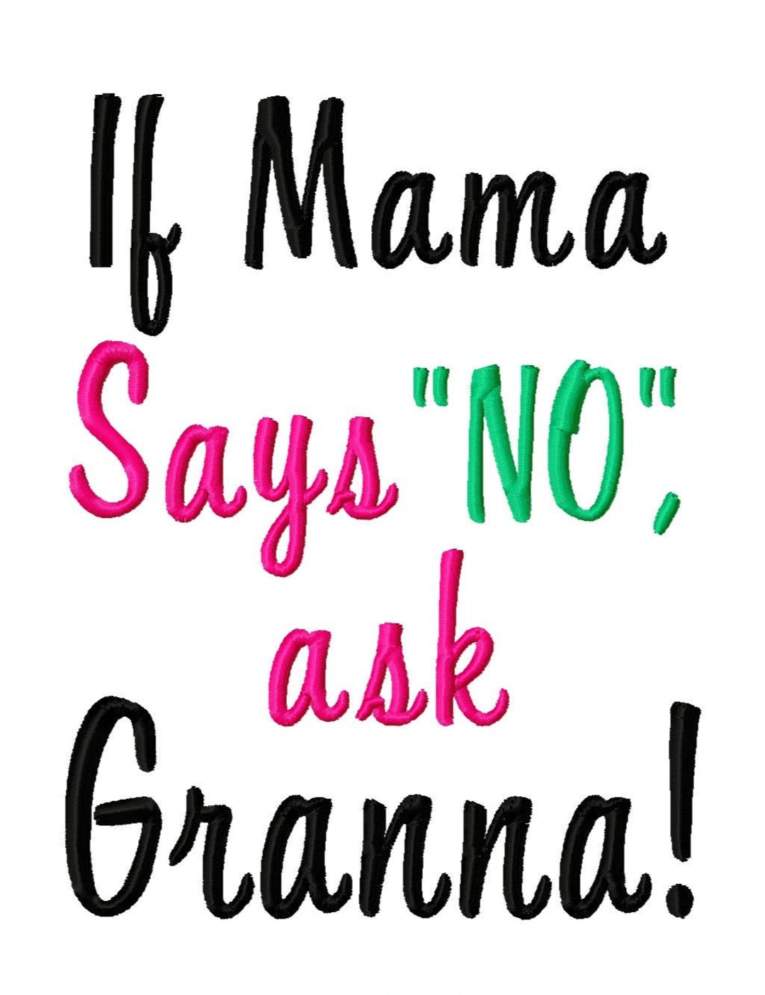If Mama Says No, Ask Granna - Machine Embroidery Design - 8 Sizes ...