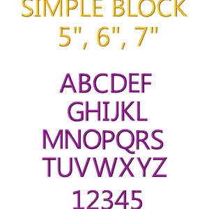 JUMBO Simple Block Machine Embroidery Font - Sizes 5",6",7" BUY 2 Get 1 ...