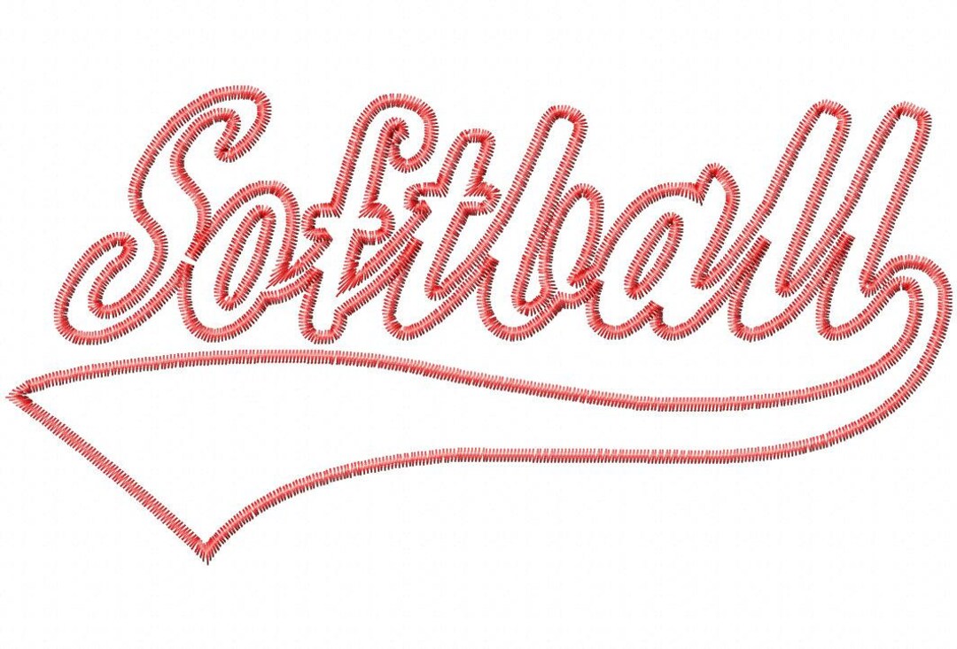 Softball Swoosh - Zig Zag Outline - Applique - Machine Embroidery - 7 ...