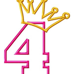 Princess Crown Birthday Numbers Applique - Machine Embroidery Design ...