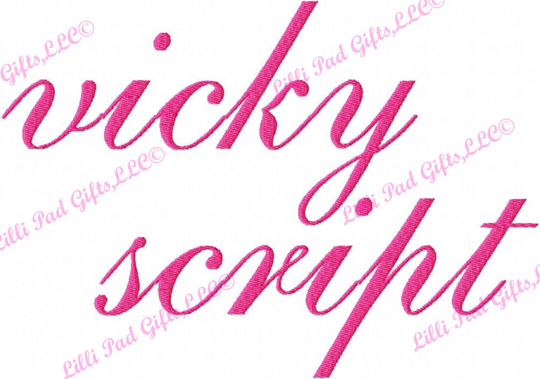 JUMBO Vicky Script-lower CASE - Machine Embroidery Font - Sizes 5",6",7 ...