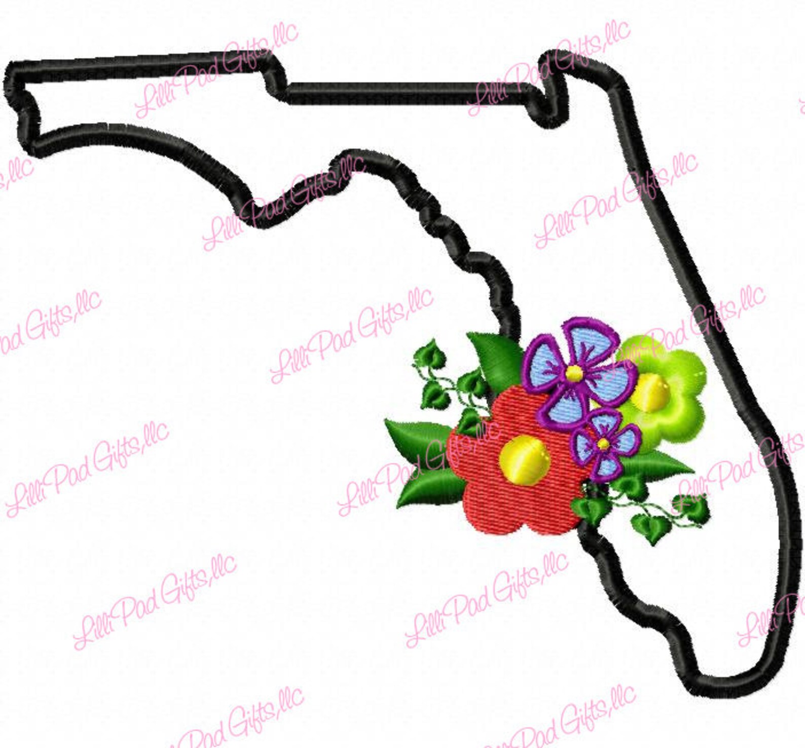 Florida-flowers Applique Machine Embroidery Design 5 - Etsy