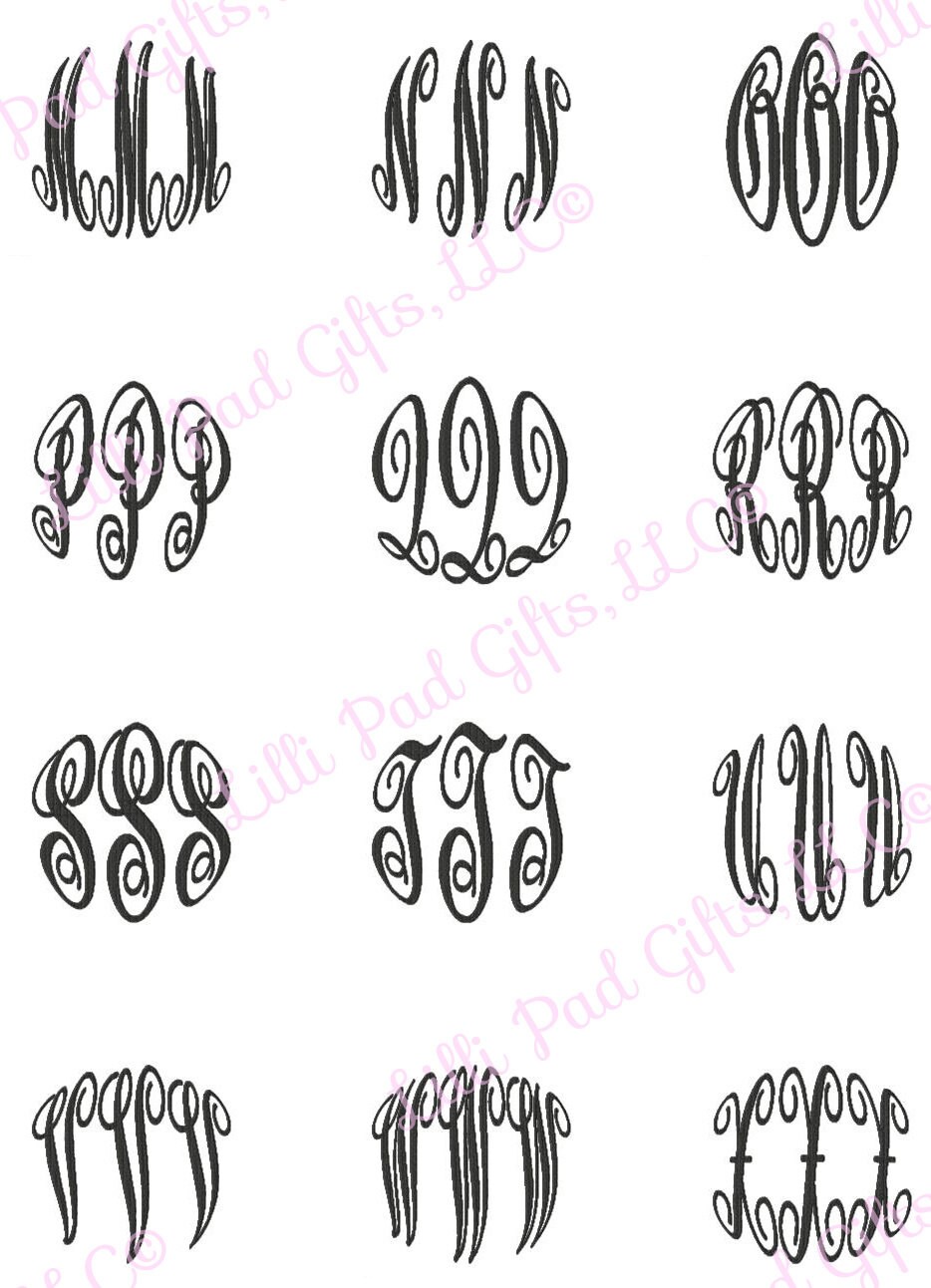 ABC Script Monogram Font Set Sizes 9 10 & - Etsy