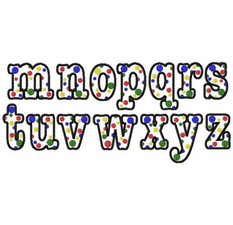 Cassidy Applique Font - LOWER CASE - DOTS - Machine Embroidery Design ...