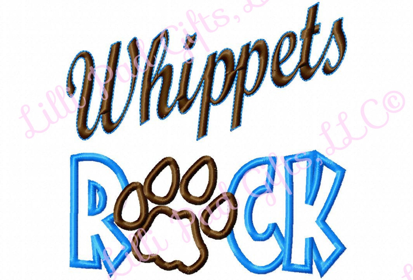 Whippets ROCK - Paw Print - Applique - Machine Embroidery Design - 6 ...