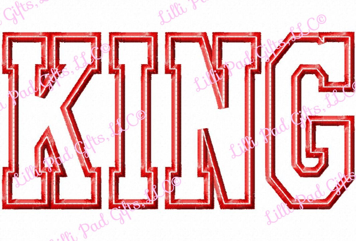 KING - Applique - Machine Embroidery Design - 10 Sizes - Etsy