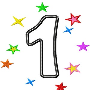 Stars Applique Numbers - Machine Embroidery Design - 4",5",6" 5x7 Hoop ...