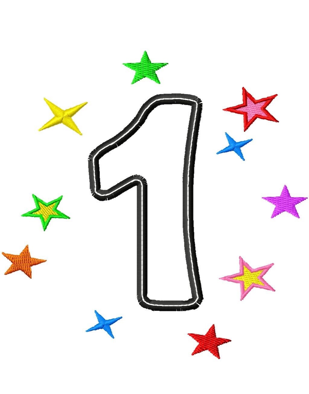 Stars Applique Numbers Machine Embroidery Design | Etsy