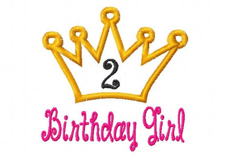 Birthday Girl Princess Crown Number Applique Machine - Etsy