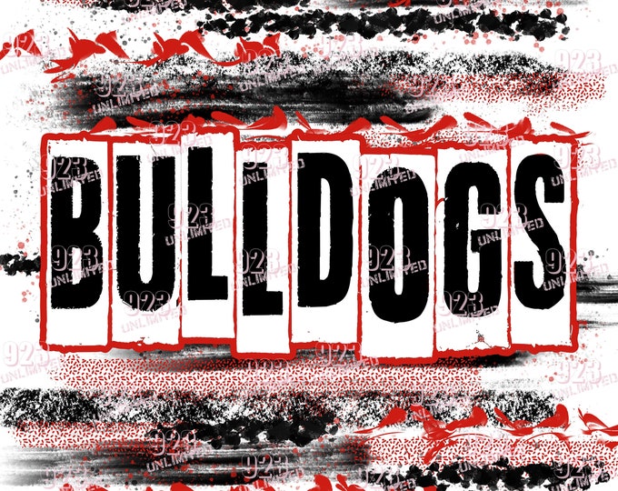 068-BULLDOGS Brush-black-red Sublimation Design Instant - Etsy