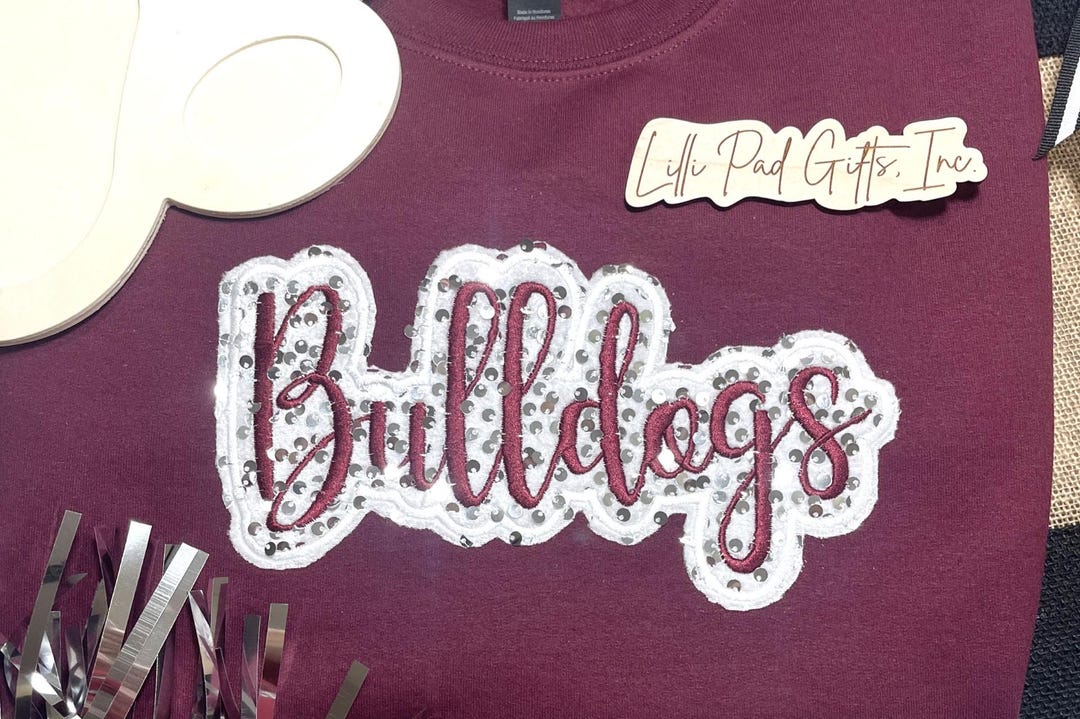 Bulldogs-script-outline Applique - Machine Embroidery Design - 8 Sizes ...