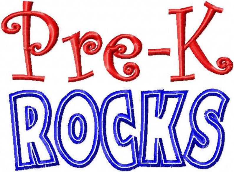 Pre-k ROCKS Applique Machine Embroidery Design 6 Sizes - Etsy