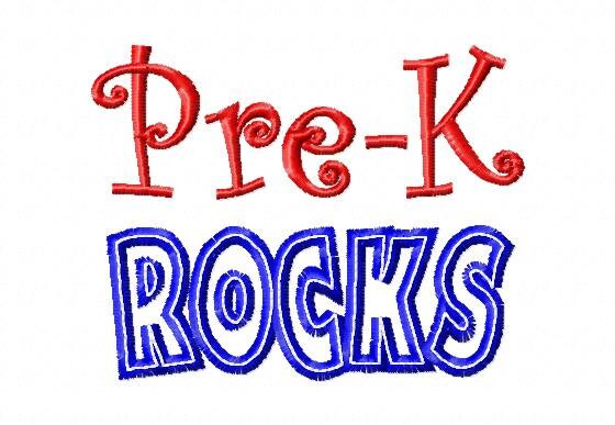 Pre-K ROCKS Applique Machine Embroidery Design 6 sizes | Etsy