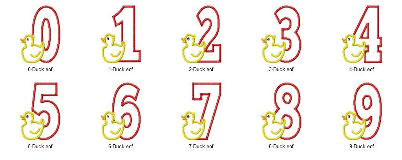 Ducky Applique Number Set Machine Embroidery Design 4 - Etsy