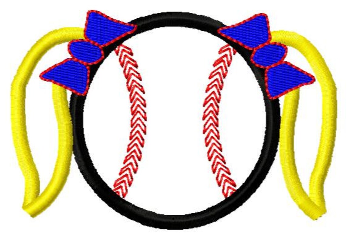 Pig Tail - Softball Applique - ONLY - Machine Embroidery Design - 11 ...