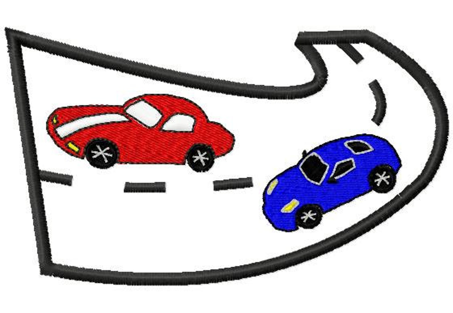 Race Cars Road Applique Machine Embroidery Design 7 - Etsy