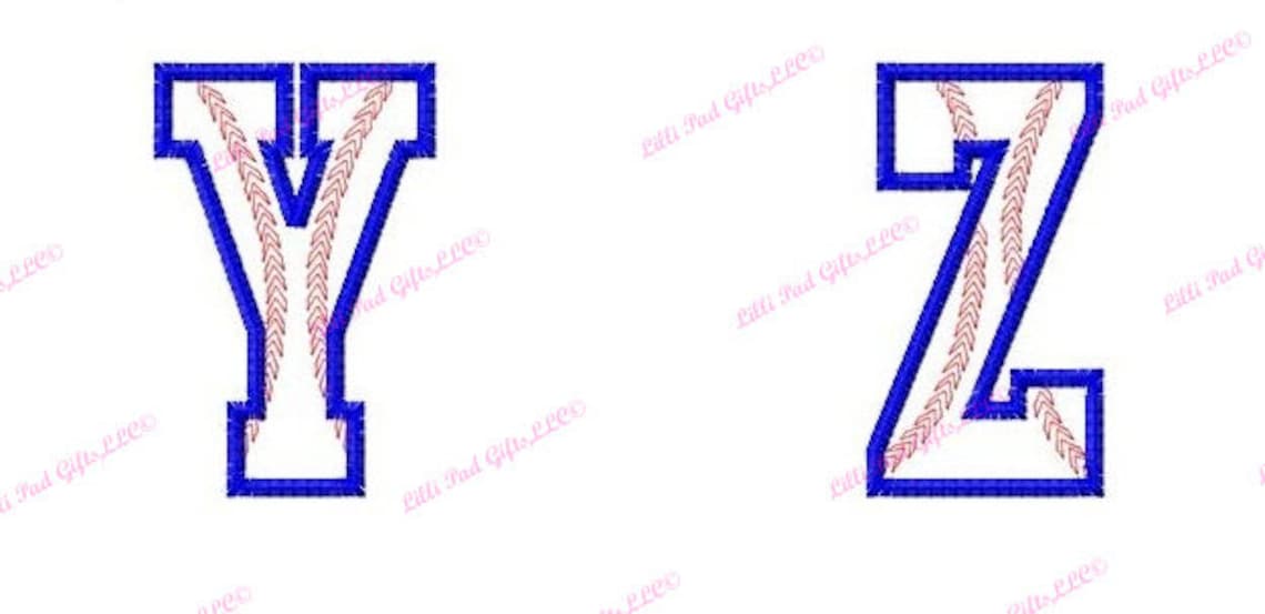 Baseball Stitch Applique Font Set Machine Embroidery Design - Etsy