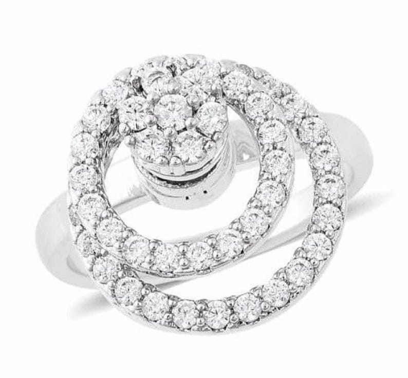 Double Halo CZ Spinner Ring, 925 Sterling Silver Fidget Jewelry - Etsy