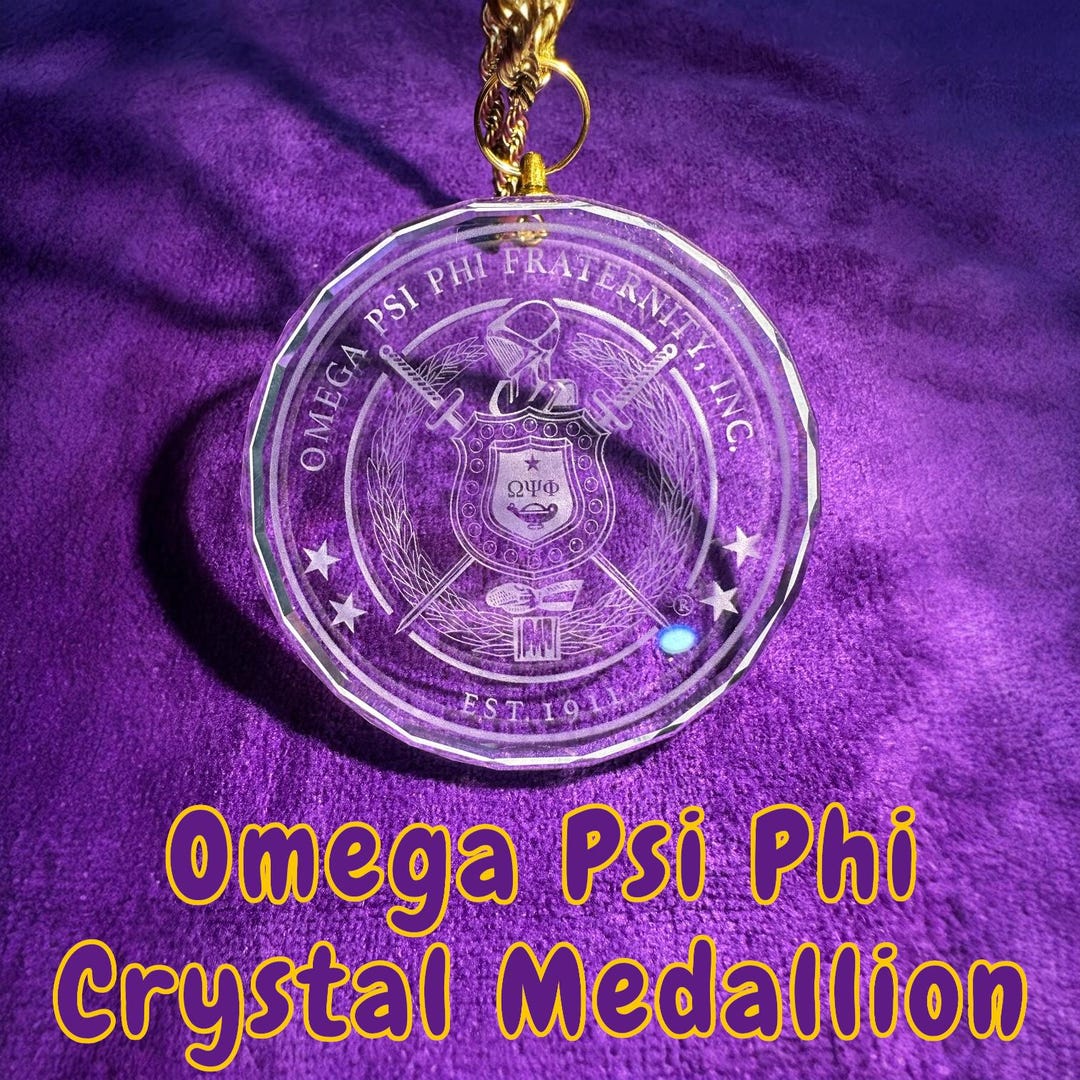 Omega Psi Phi Crystal Escutcheon Necklace | Purple & Gold 1911 ...