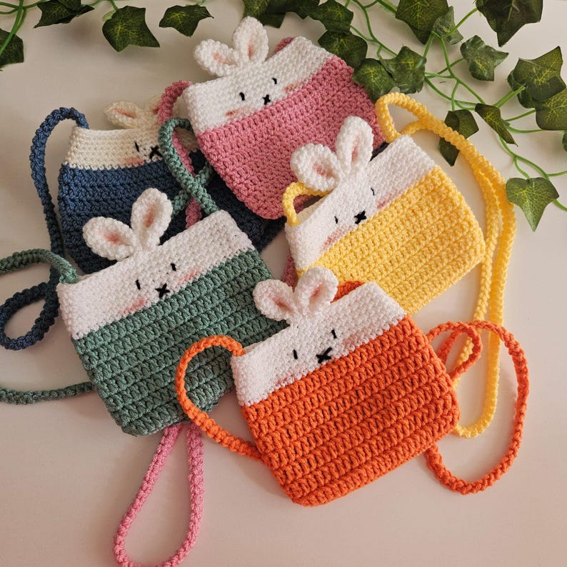 Cute Bunny Crochet Bag, Handmade Rabbit Purse for Kids, Soft Cotton ...
