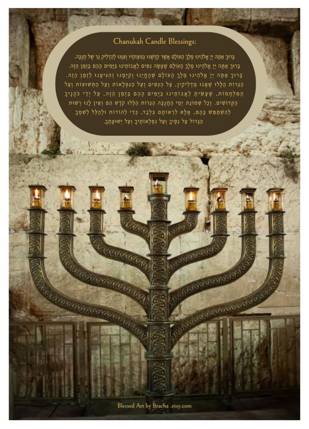 Chanukah Candle Blessings Sign - Etsy