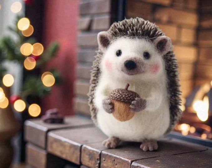 Needle Felted Hedgehog Figurine – Handmade Wool Woodland Animal Decor ...