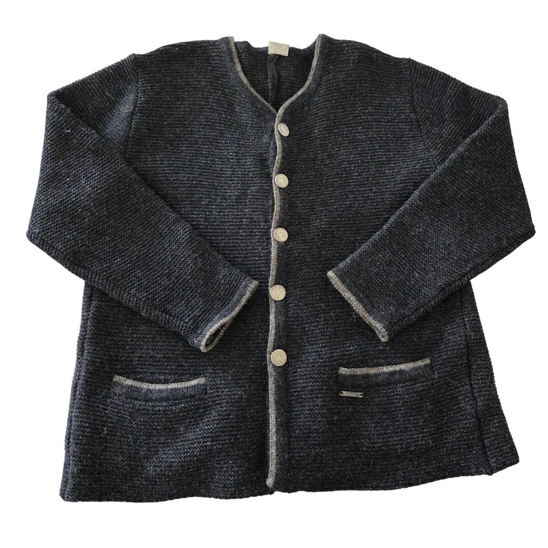 Distler Original VTG Dark Grey Italy Shetland Wool Coin Button Cardigan ...