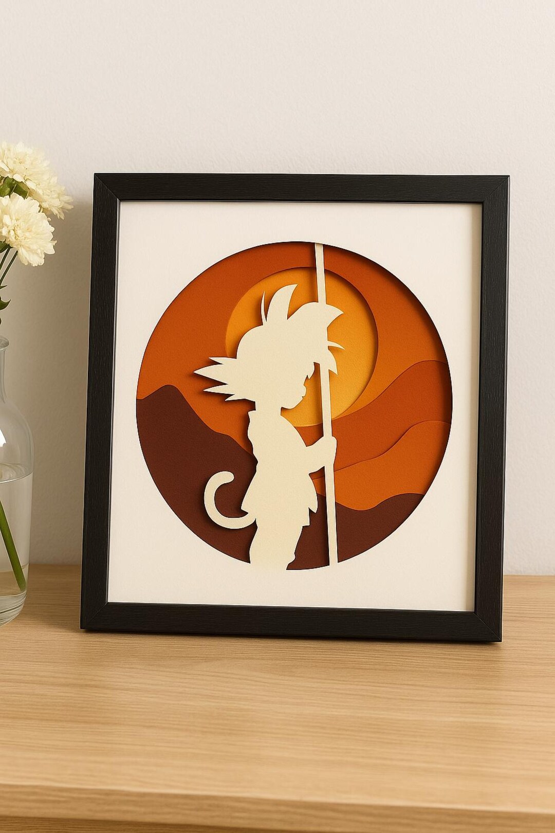 Sunset Anime Silhouette Shadow Box | 3D Layered Paper Art | Circular ...