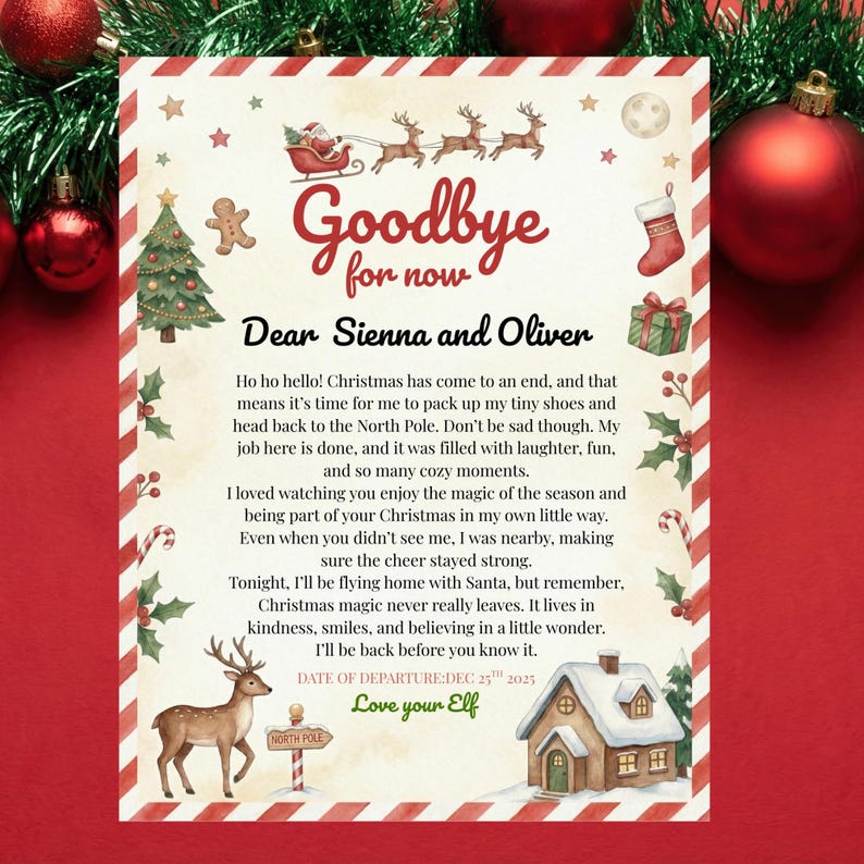 Editable Elf Goodbye Letter Printable Elf Goodbye Letter Christmas Elf ...