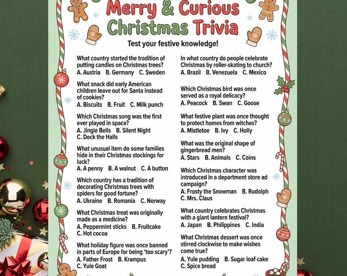 Fun Facts Christmas Trivia Game Friendsmas Game Kids Winter Class Party ...