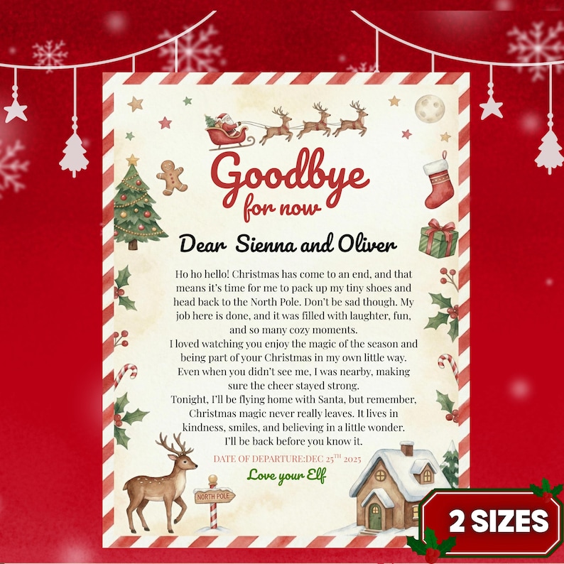Editable Elf Goodbye Letter Printable Elf Goodbye Letter Christmas Elf ...