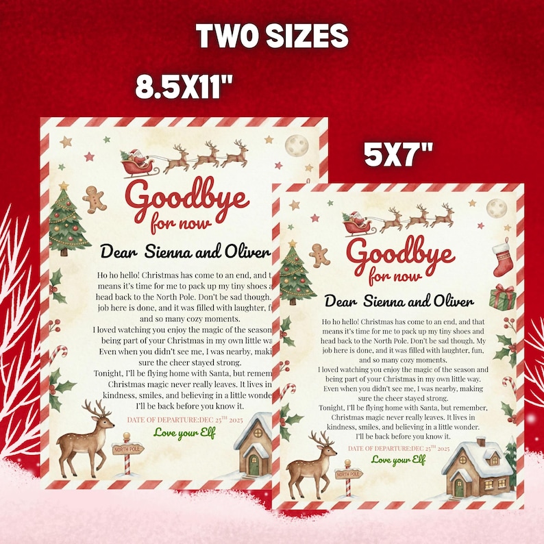 Editable Elf Goodbye Letter Printable Elf Goodbye Letter Christmas Elf ...