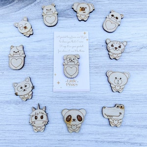 Pocket Hug - Cute Animal Pocket Token - Pocket Pal - Wooden Pocket ...