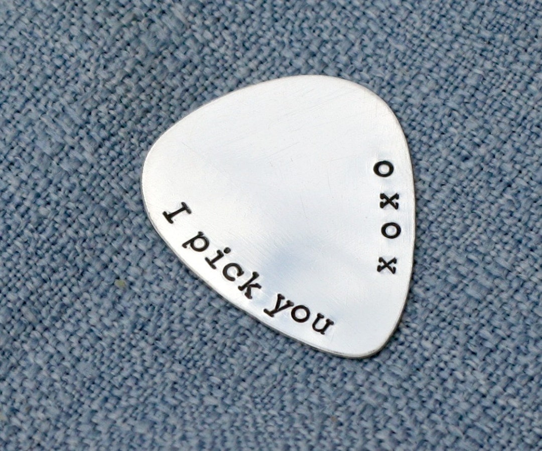 I Pick You Sterling Silver Guitar Pick - Custom Guitar Pick - Engraved ...