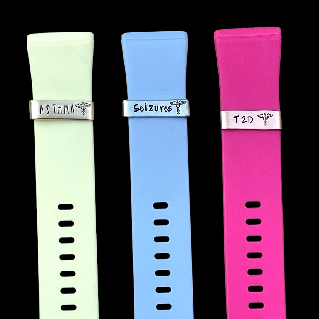 Personalized Medical Alert Watch Band Charms, Medical Alert ID Tag ...
