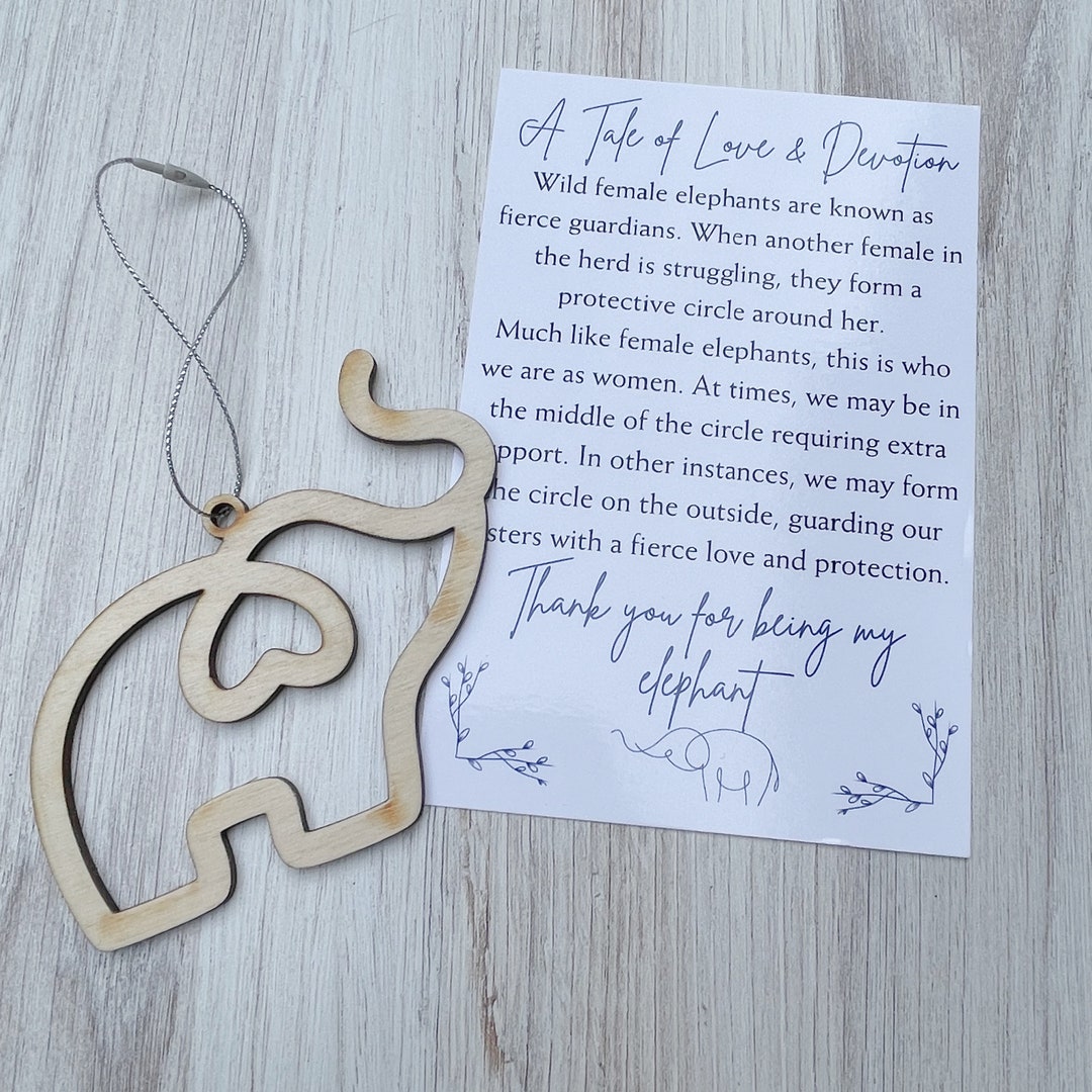 Wooden Elephant Christmas Tree Ornament - Sisterhood Elephant Gift ...