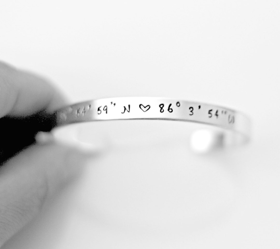 Coordinate Bracelet - Location Jewelry - Silver Bracelet - Latitude ...